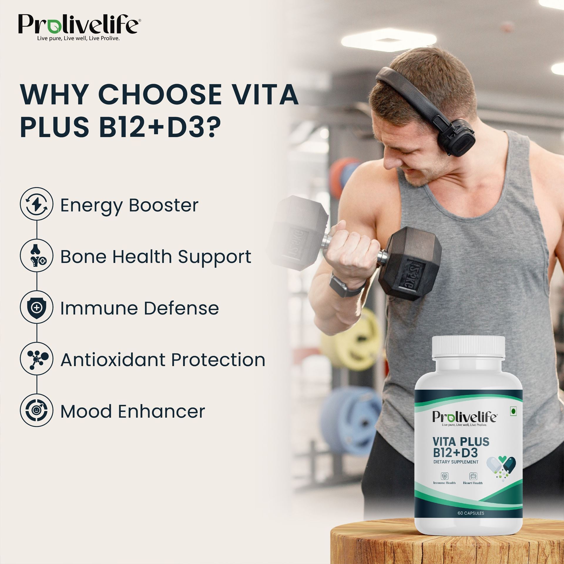 PLL ProLiveLife Wellness Pvt Ltd. Vita Pro B12 + D3 + Biotin